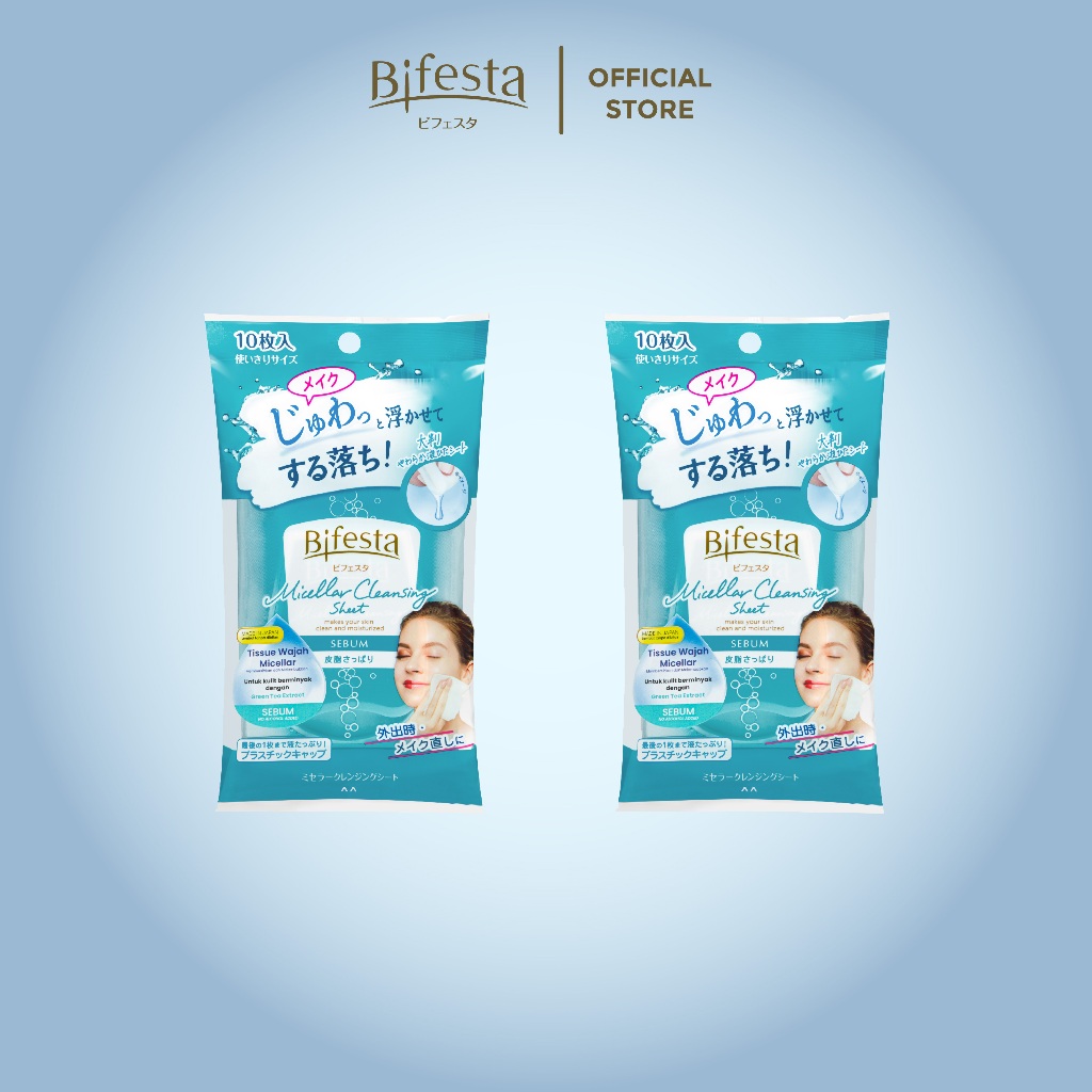Jual Bifesta Micellar Cleansing Sheet Sebum Twin Pack (Pembersih Makeup ...