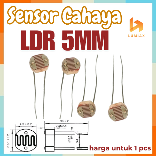 Jual LDR Sensor Cahaya Light Dependent Resistor 5mm Photoresistor ...