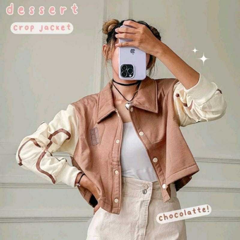 Jual Dinafshn Dessert Crope Jacket Wanita New Jeans Style | Shopee ...