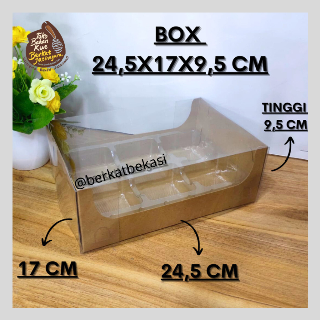 Jual CAKE BOX /BOX 24,5x17x9,5 CM / BOX MIKA PUDING SEKAT 6 / BOX ...