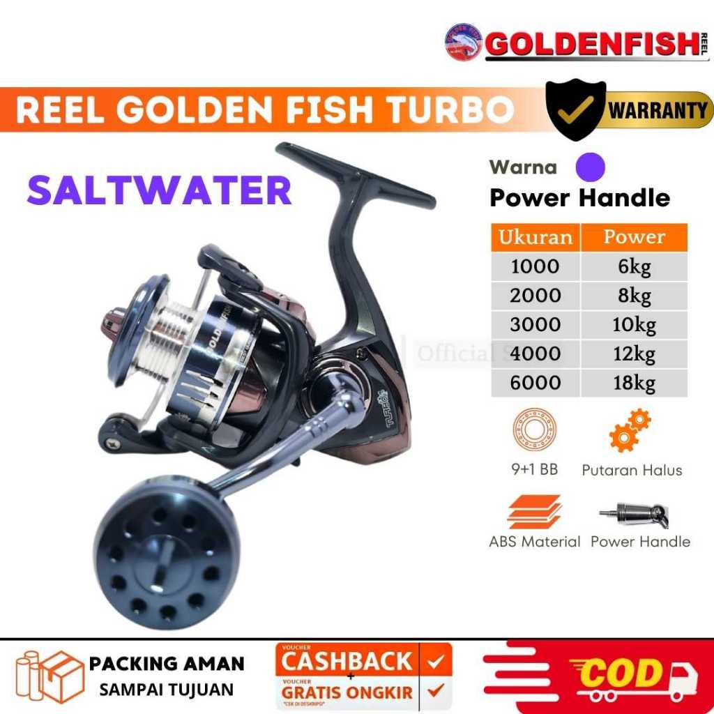 Jual Reel Pancing Golden Fish Turbo SW Power Handle 9 Bearing 1000 2000 ...