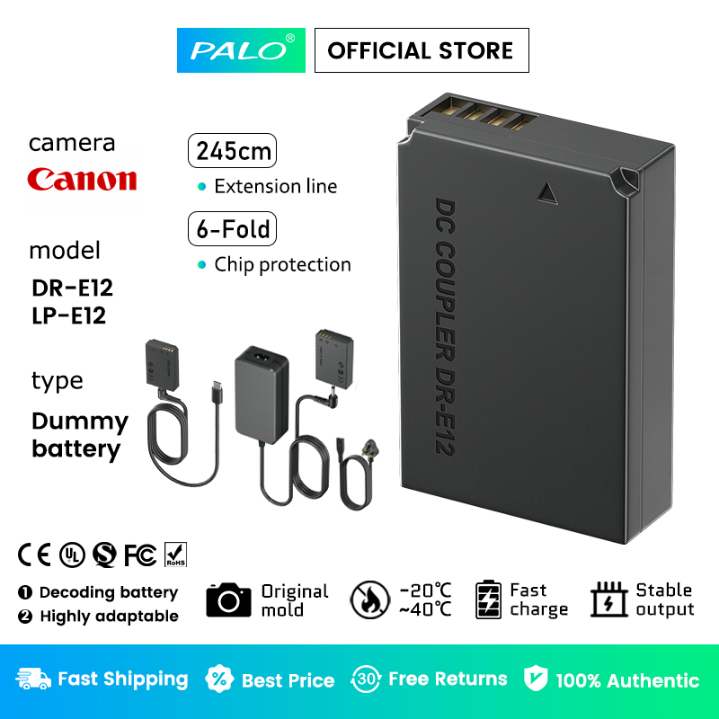 Jual PALO LP E12 Dummy Battery Baterai Kamera DR-E12 LP-E12 DR E12 With Type-C Fast Charge PD ...