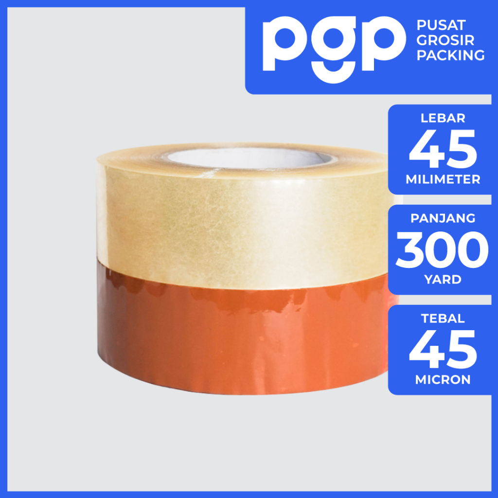 Jual Lakban Jumbo Bening / Cokelat 45mm x 300 Yard | 1 Pcs/Roll (Satuan) | OPP Tape 2 Inch 300Y ...