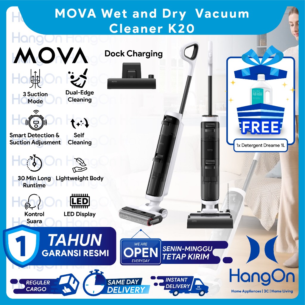 Jual MOVA K20 Wet & Dry Cordless Vacuum Cleaner Dual-Edge Self Cleaning | Shopee Indonesia
