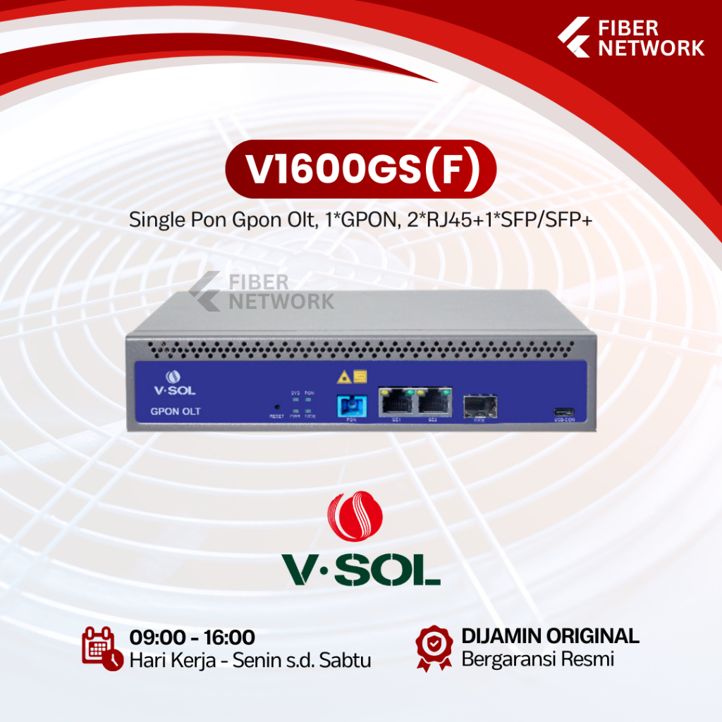 Jual V-SOL V1600GS-F WITH FAN L3 1 Port GPON OLT VSOL 128 USER AC+DC 12V POWER UPLINK 1 10G SFP+ ...