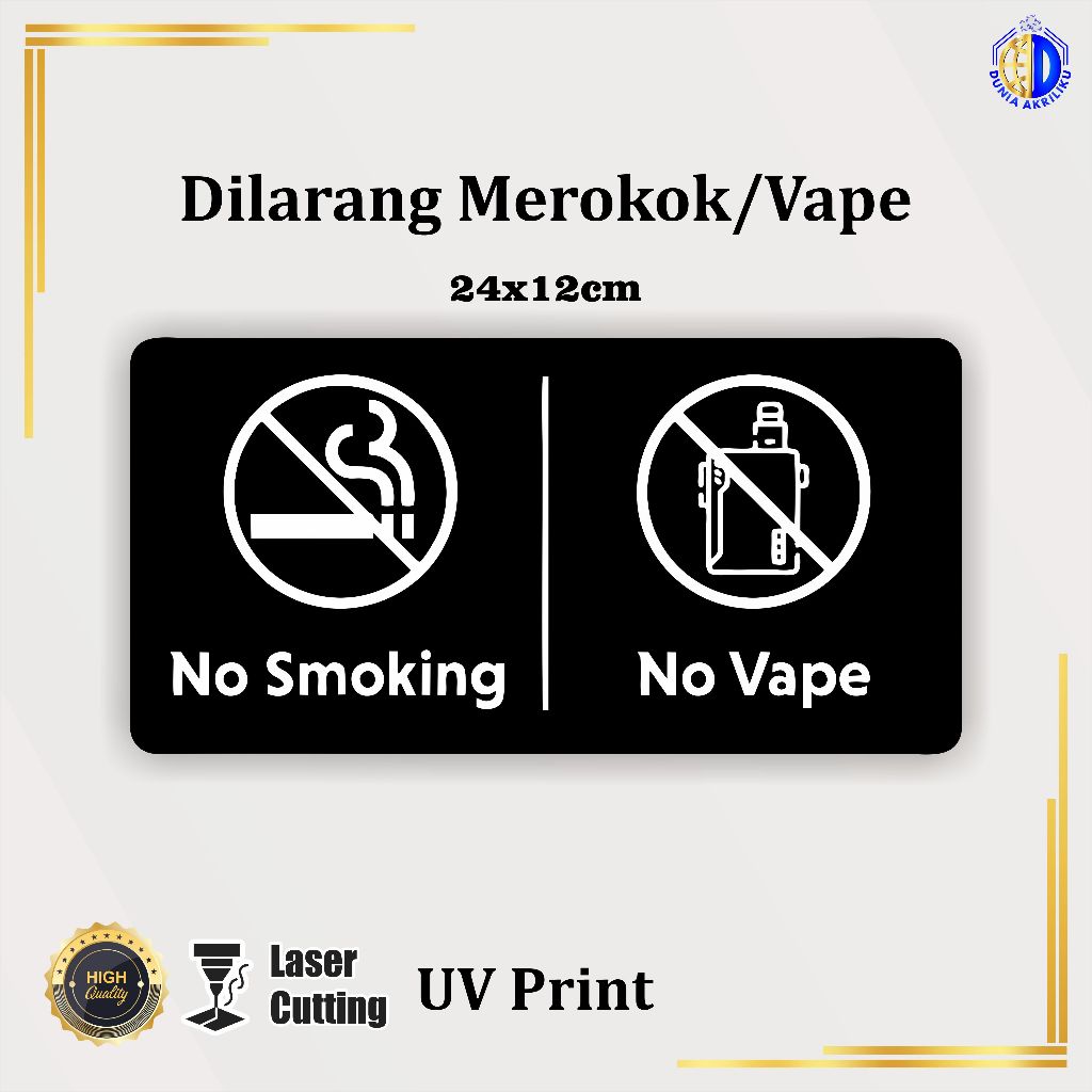 Jual Papan Tanda Larangan Merokok Vape Akrilik / Signage Himbauan ...