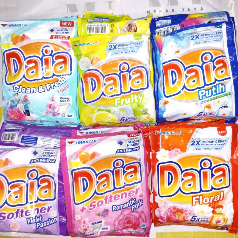 Jual DAIA DETERGENT BUBUK SACHET RENCENG sabun cuci baju renceng 46gr ...