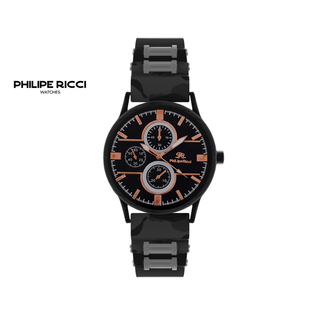 Jual PhiLipe Ricci Jam Tangan Pria Karet Hitam Terbaru Keren Simple ...