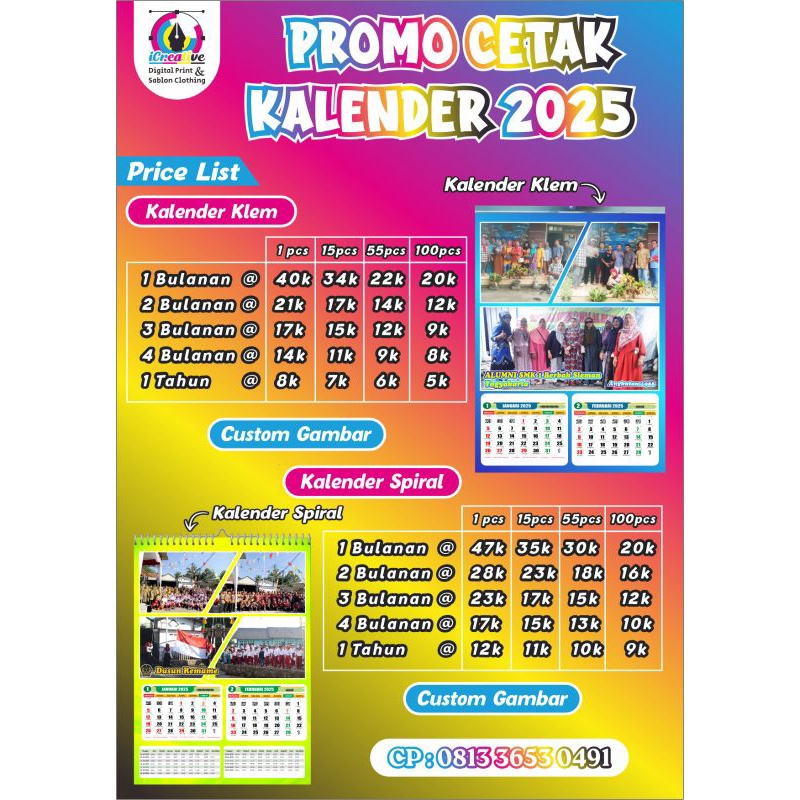 Jual Kalender Klem & Spiral, Bisa Custom foto & desain | Shopee Indonesia