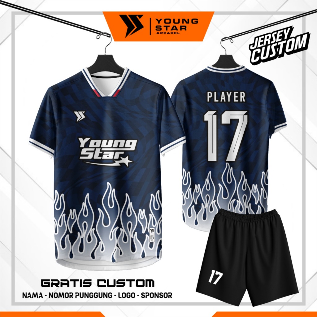 Jual Jersey Futsal / Sepakbola Navy Free Custom Nama Nomor Punggung ...