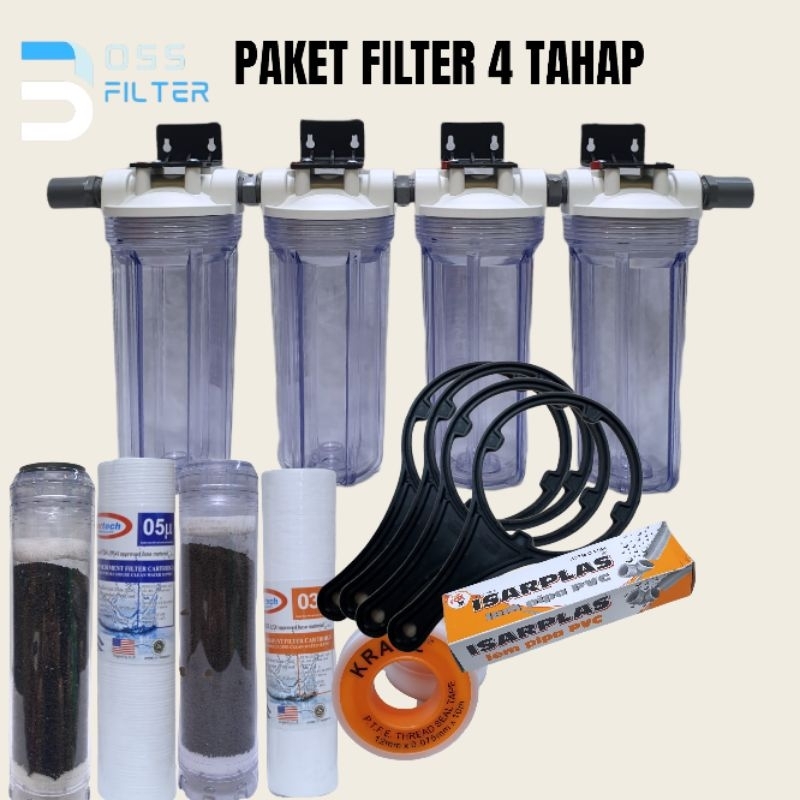 Jual PAKET FILTER AIR 4 TAHAP HOUSING FILTER 10 INCH (KARBON AKTIF ...