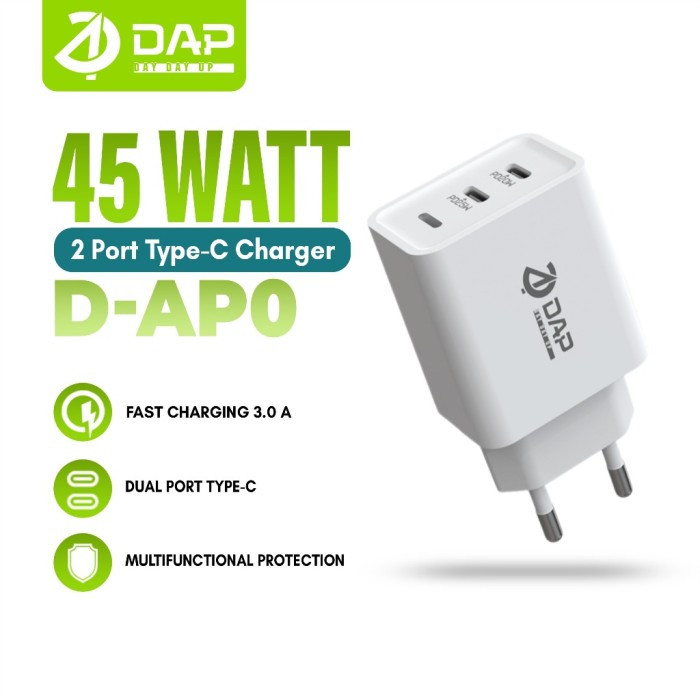 Jual DAP Adaptor Fast Charging PD 45 Watt Dual Output Type C & Type C ...