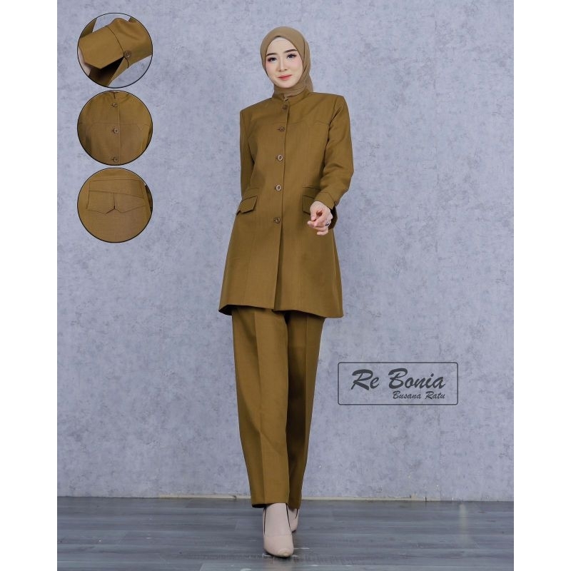 Jual blazer wanita seragam dinas Pemda baju khaki seragam Pemda seragam khaki ASN seragam guru ...