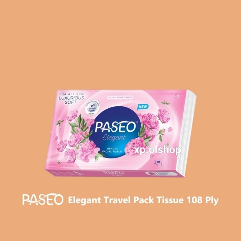 Jual TISU TISSUE PASEO ELEGANT BEAUTY FACIAL TRAVEL PACK 108PLY 3PLY ...