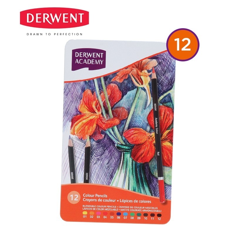 Jual Gramedia Surabaya - Derwent Academy Coloring Pencil Color Set12 Metal Tin | Shopee Indonesia