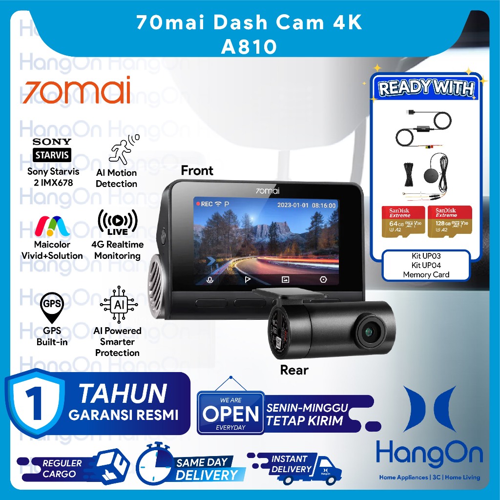 Jual 70mai A800S 4K DashCam WiFi GPS ADAS Smart Dash Camera Cam Car A800S | Shopee Indonesia
