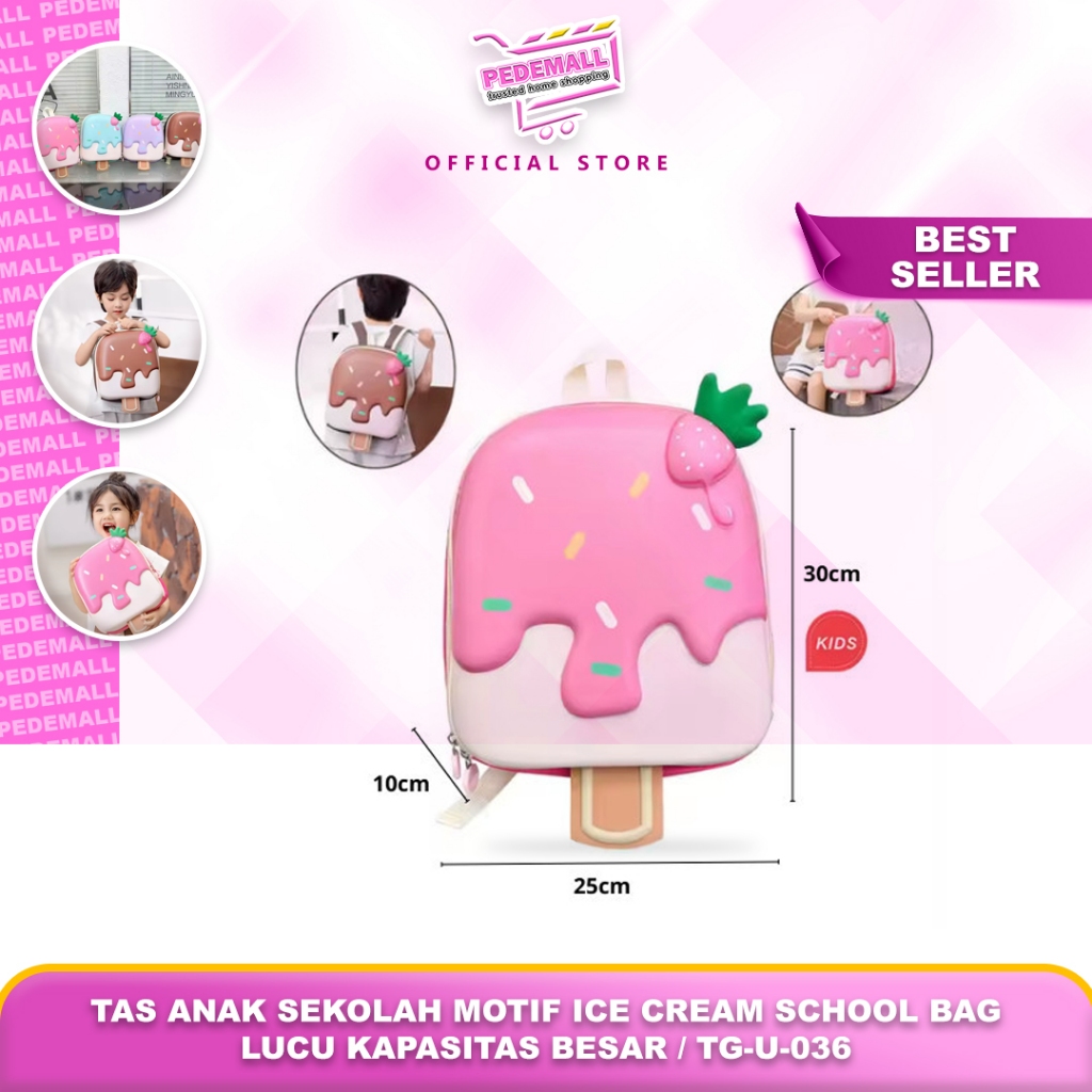 Jual Tas Anak Sekolah Motif Ice Cream School Bag Lucu Kapasitas Besar ...