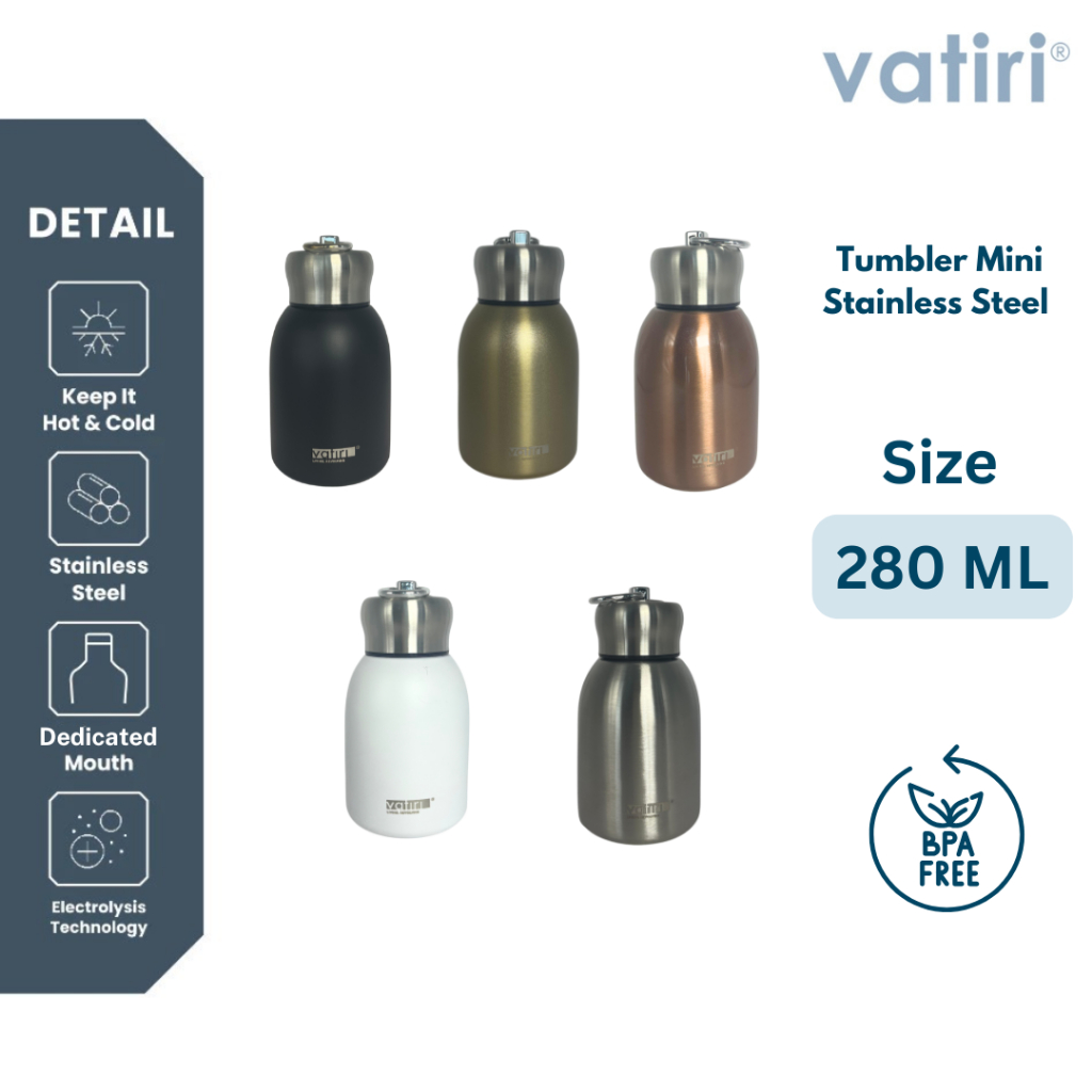 Jual Vatiri Tumbler Mini Botol Minum Stainless Steel 280ml - Tumbler Portable Tahan Panas Dingin ...