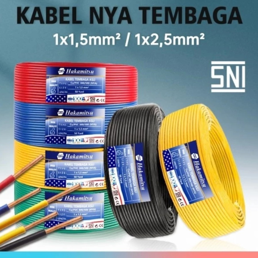 Jual Kabel listrik SNI NYA 1x1.5 50y hakamitsu KAWAT TUNGAL TEMBAGA ASLI SNI kbl satu tungal 1 ...