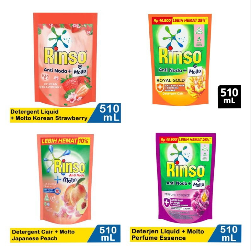 Jual Rinso Molto Detergent Cair Liquid 510 ml Detergen Penghilang Noda ...