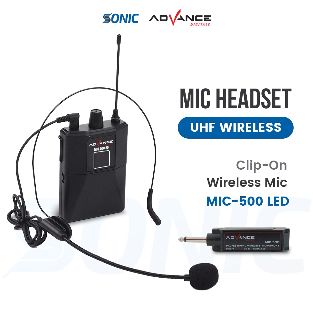 Jual Advance MIC-500 Mic Clip On Bando Wireless Microphone Receiver LED ...