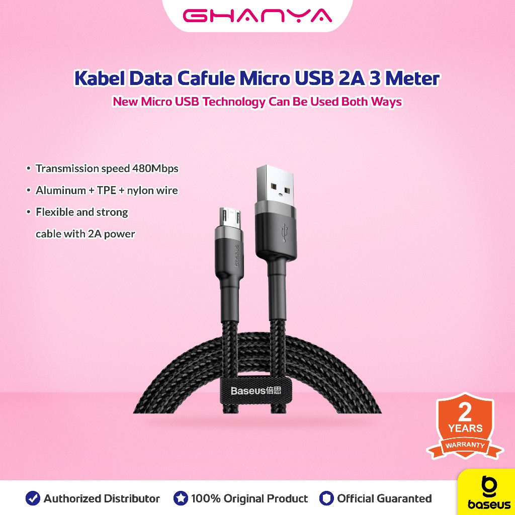Jual Baseus Original Kabel Data Cafule Micro USB 2A 3M 3 Meter Cable ...