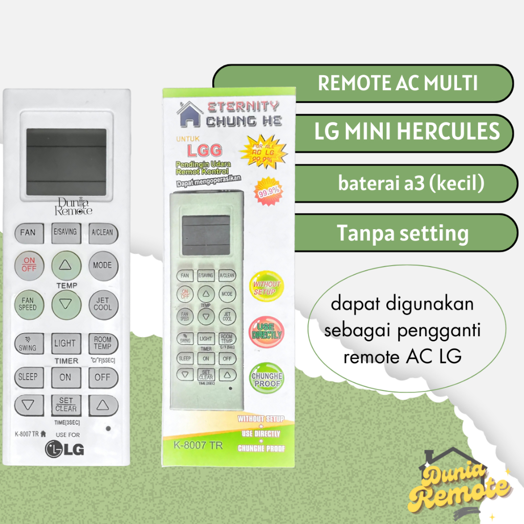 Jual Remot Remote AC LG Mini Hercules Jetcool Multi Universal CHUNGHE ...