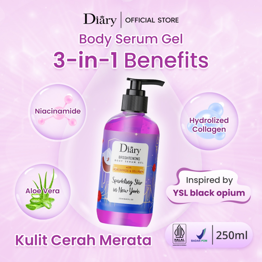Jual Diary Body Serum Gel Brightening with Niacinamide / Body lotion ...