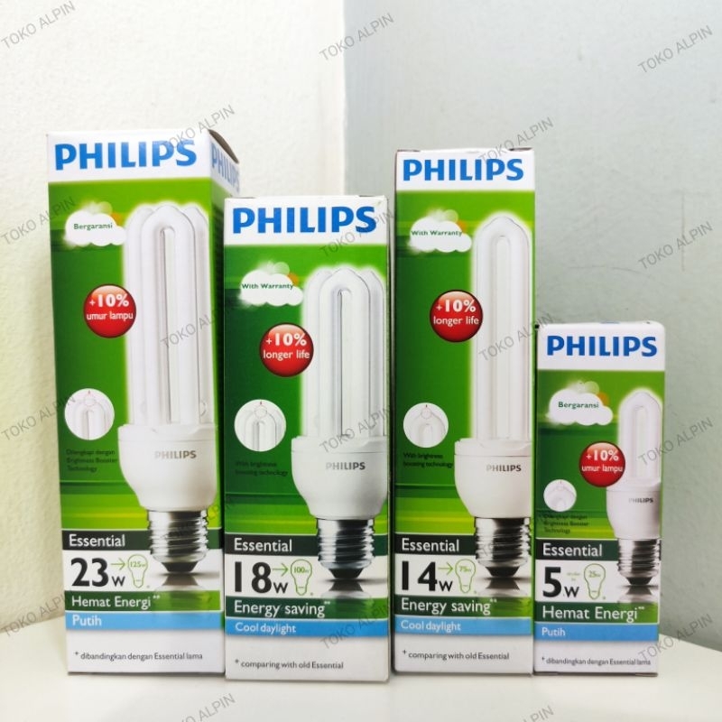 Jual Lampu Philips Essential 5w 8w 14w 18w 23w 32w Watt Putih Cool Daylight - philips lampu 23 ...