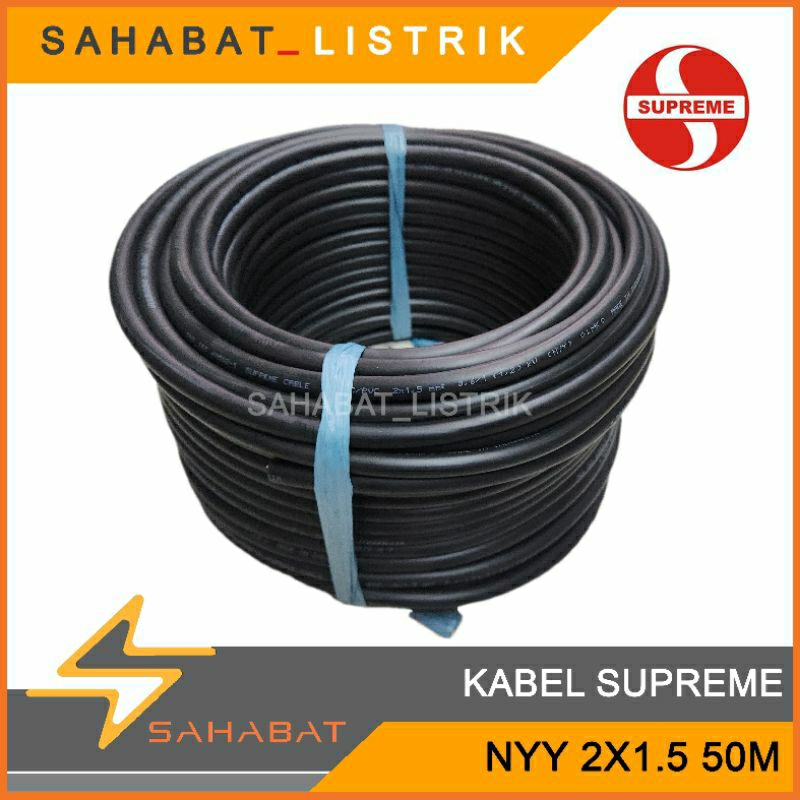 Jual KABEL SUPREME NYY 2X1.5 50M HITAM | Shopee Indonesia