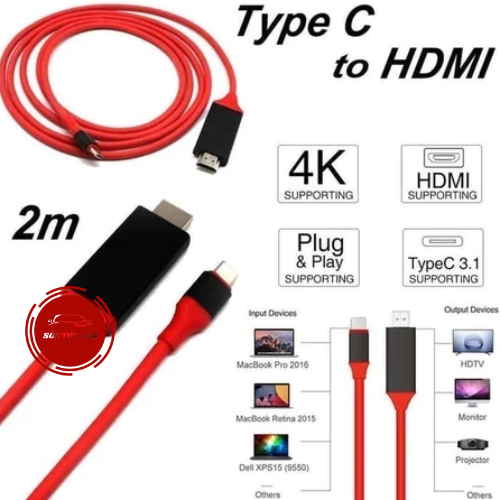 Jual Kabel Cable Data USB Type C To HDMI Colokan Konektor Hp Monitor ...
