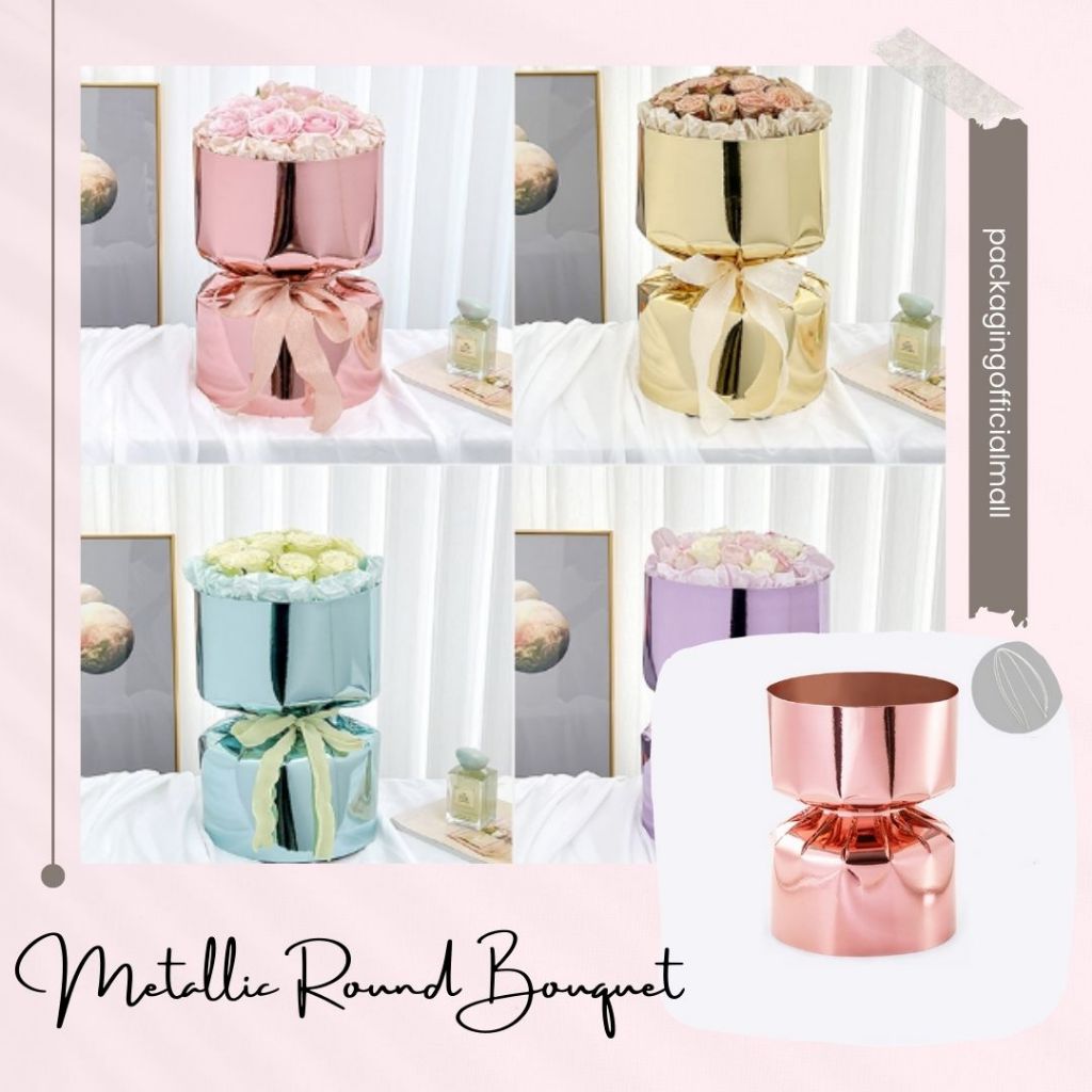 Jual METALLIC ROUND BOUQUET / TEMPAT BUKET BUNGA / KERTAS BUNGA ...