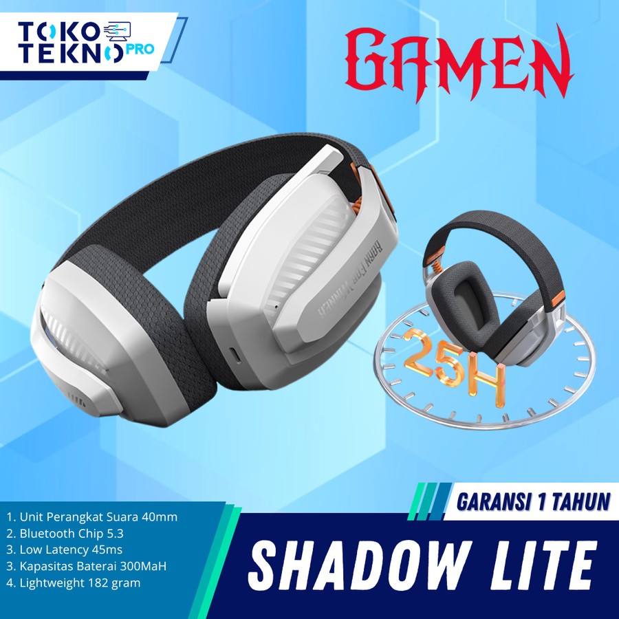 Jual Gamen Shadow Lite Wireless Gaming Headset / Headphone Bluetooth ...