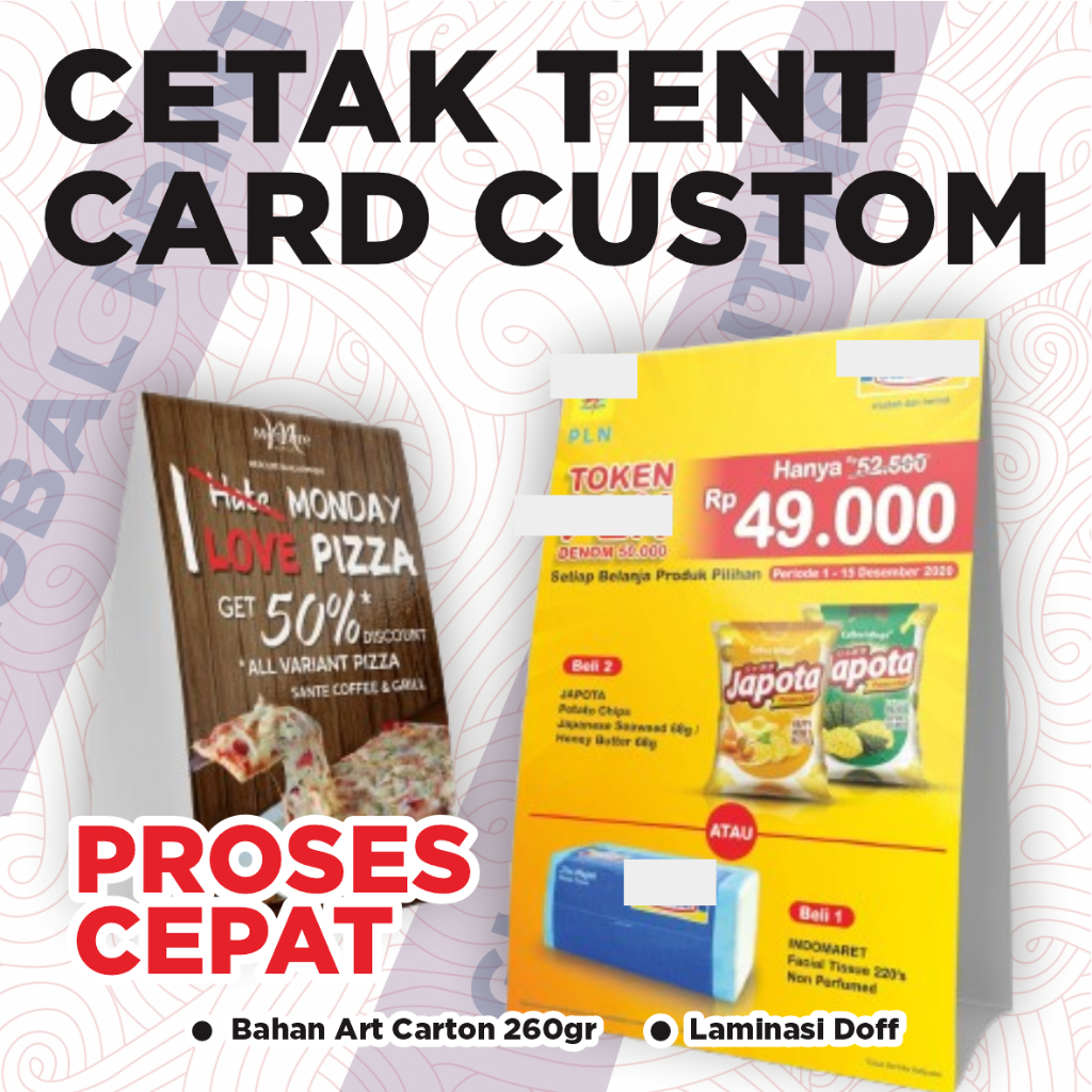 Jual Cetak Tent Card Segitiga 2Muka Promosi Meja Murah A6 | Shopee ...