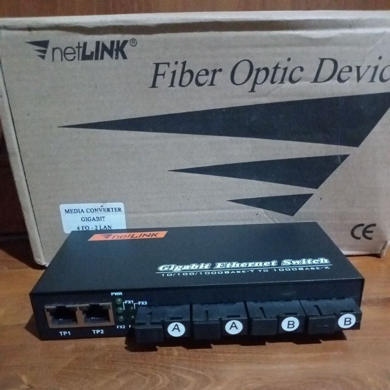 Jual Media konverter Gigabit 4 FO 2 LAN 10/100/1000 Mbps Fiber optic FO SC Converter RJ45 Switch ...