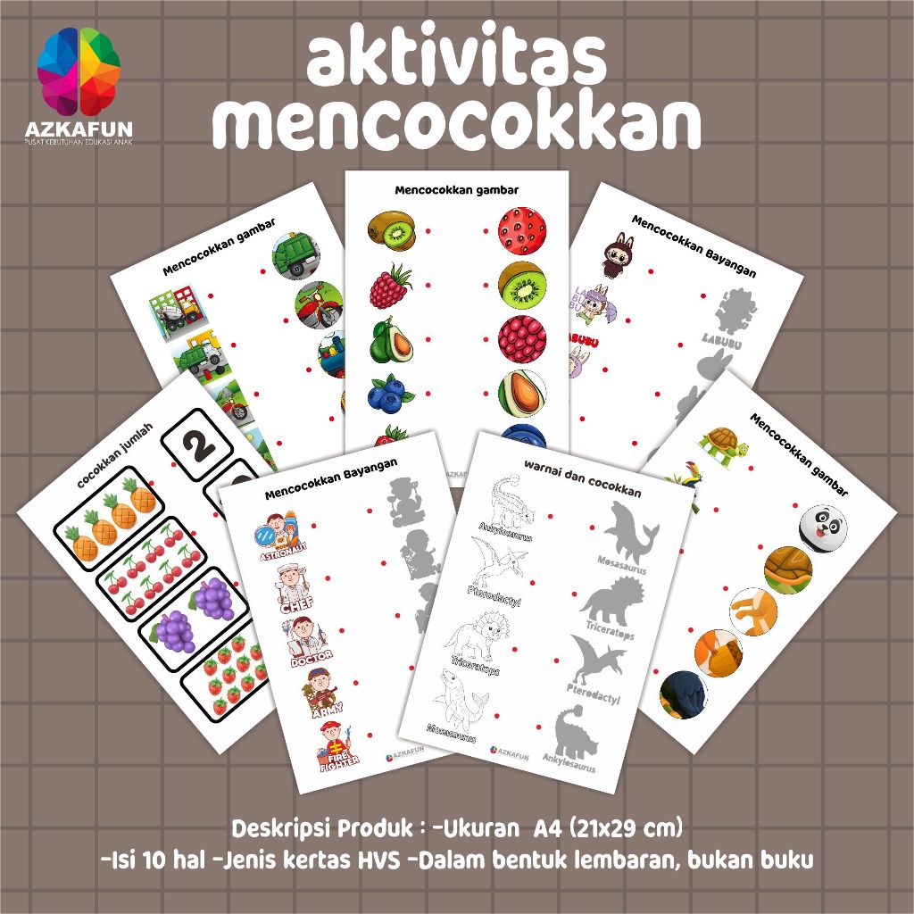 Jual Lembar Belajar Mencocokkan - Worksheet Anak - printable belajar ...