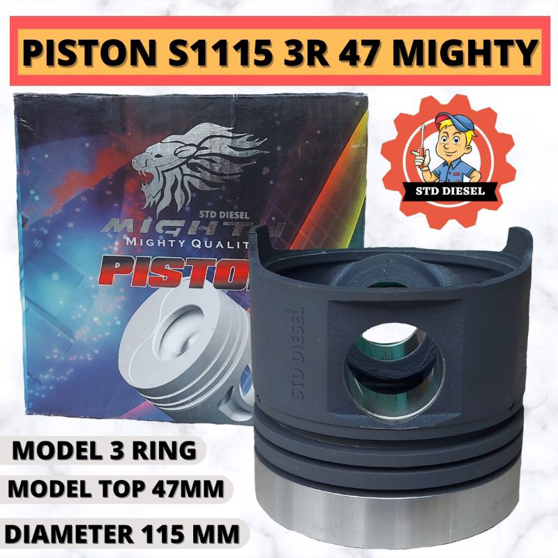 Jual PISTON MERK MIGHTY S1115 3R 47MM SEKER SEHER HITAM BLACK GREY ...