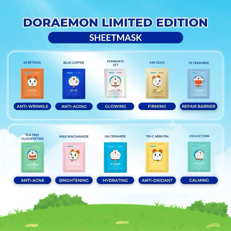 Jual BIOAQUA x DORAEMON Sheet Mask Masker Wajah BPOM Diamond Blue ...