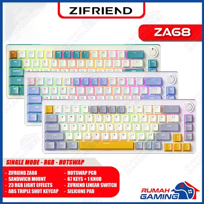 Jual ZIFRIEND ZA68 - 65% - Wired - Rgb - Hotswap - Mechcanicals ...