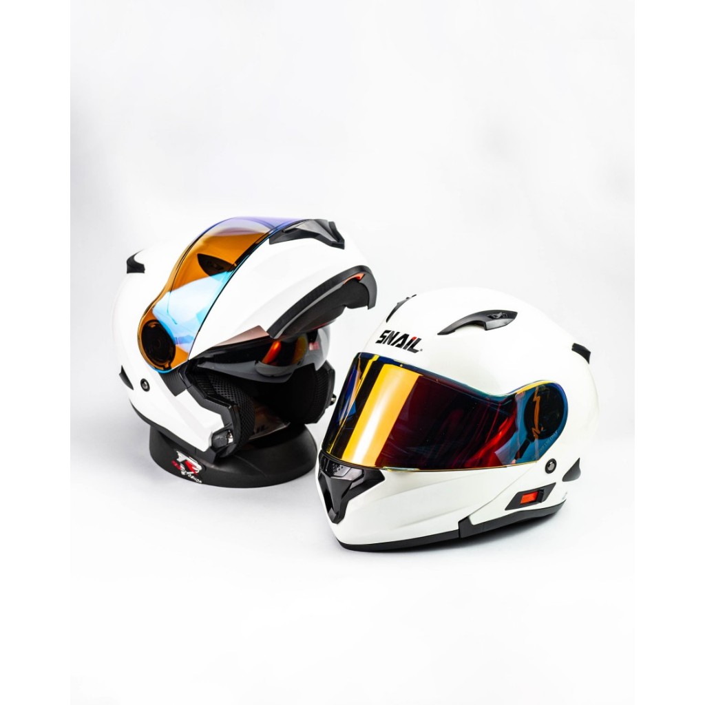 Jual HELM SNAIL MODULAR M1 - WHITE GLOSS (HELM MODULAR) | Shopee Indonesia