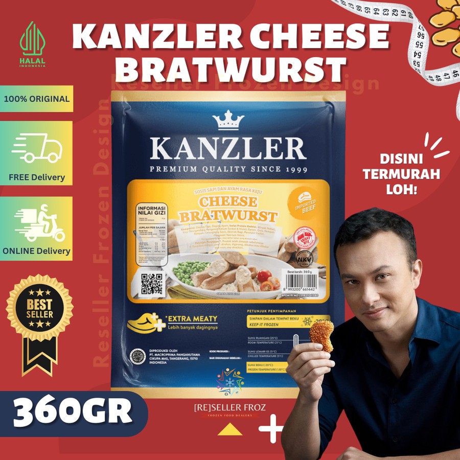 Jual KANZLER CHEESE BRATWURST 360GR | SOSIS SAPI RASA KEJU LUMER ...