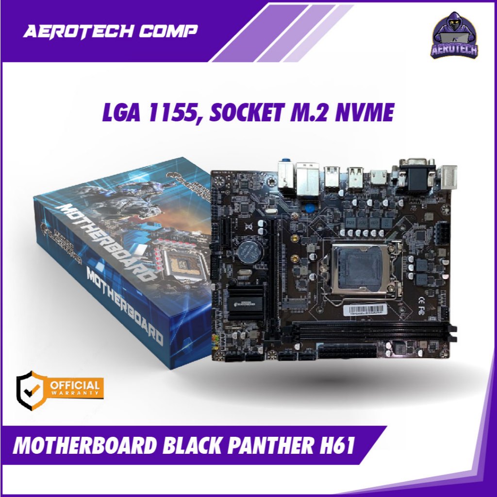Jual Motherboard Black Panther H61 DDR3 Socket LGA 1155 Support M.2 ...