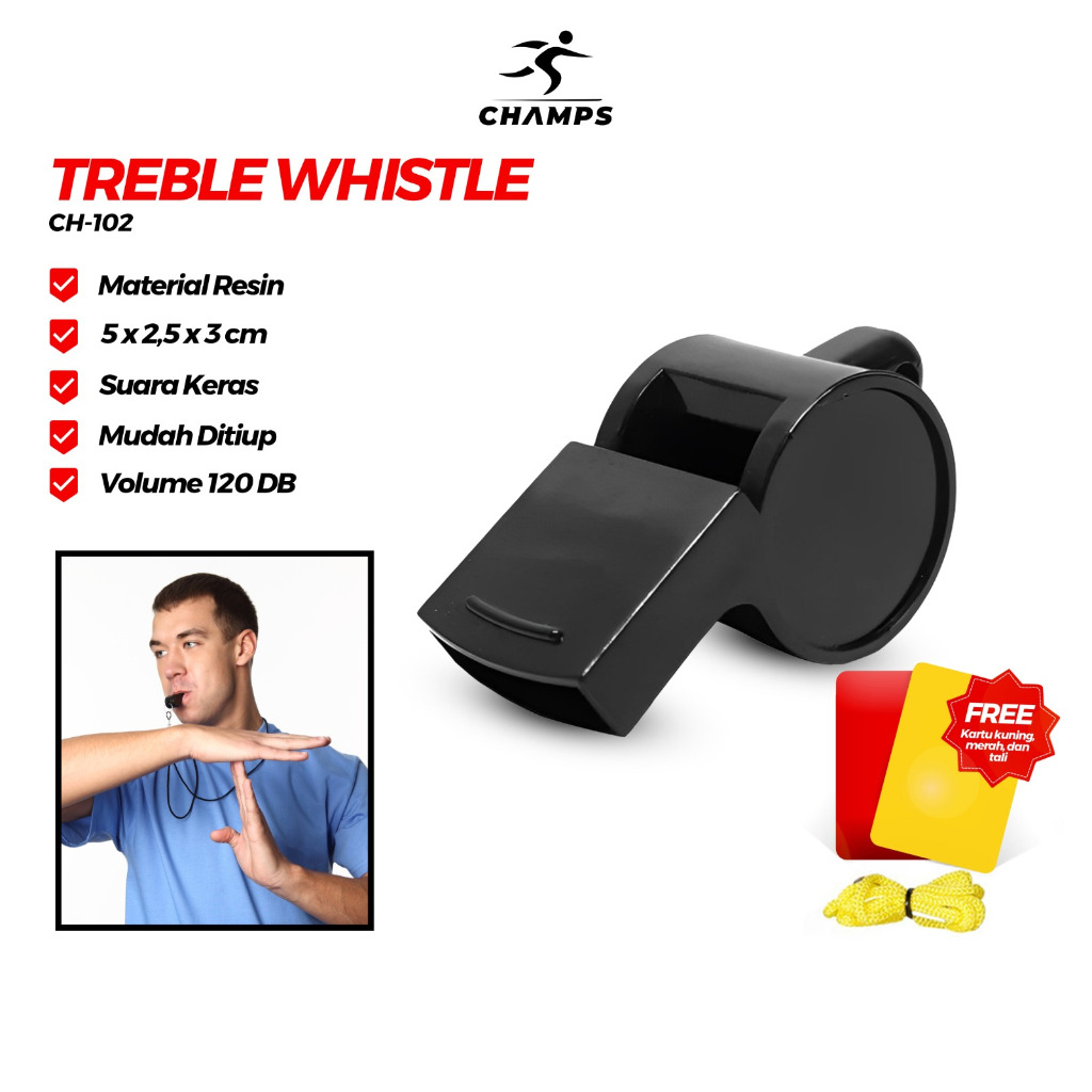 Jual CHAMPS Peluit Wasit Pluit Treble Whistle 120db + Lanyard Tali ...