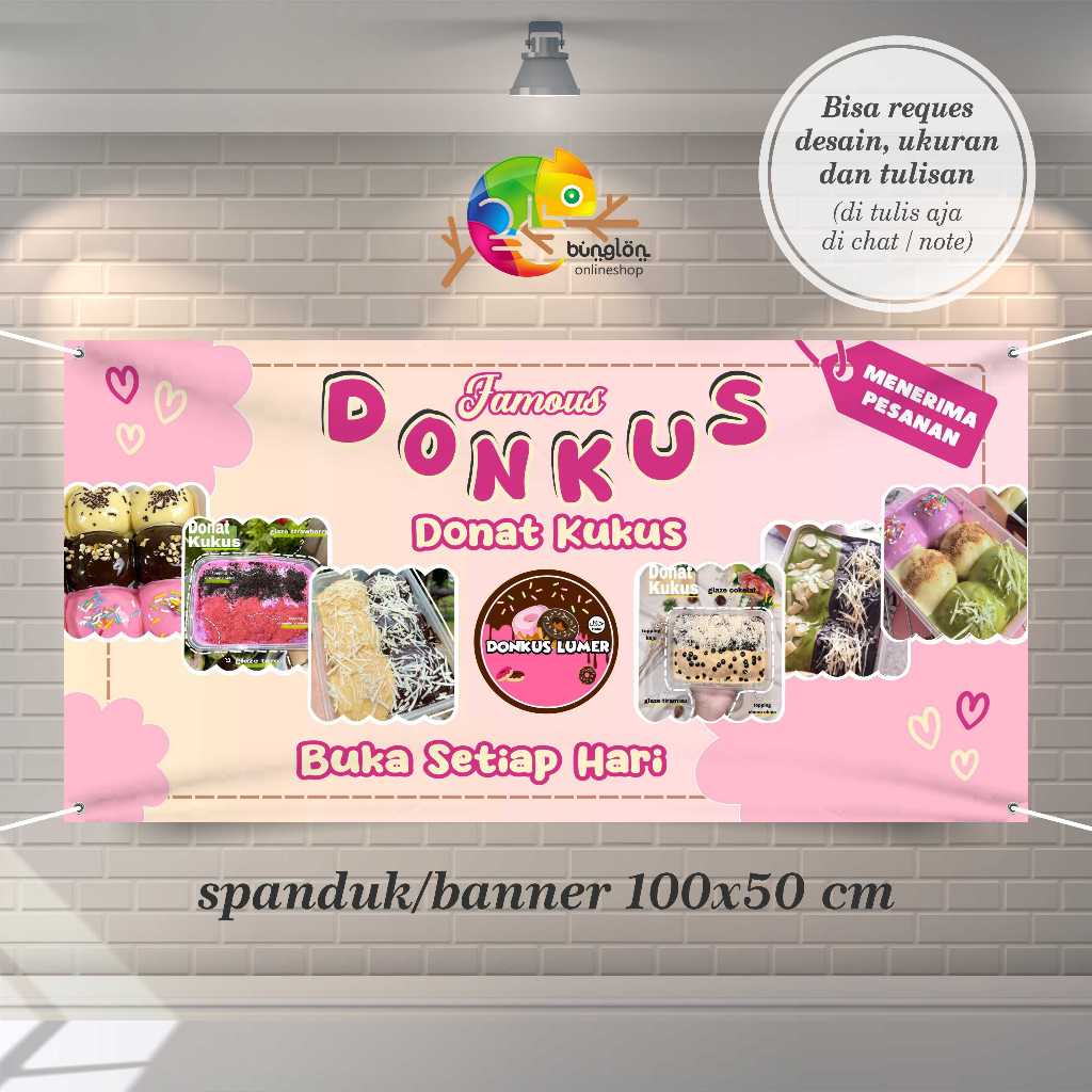 Jual Cetak Spanduk Banner Donat Kukus Model Pink Lucu | Shopee Indonesia
