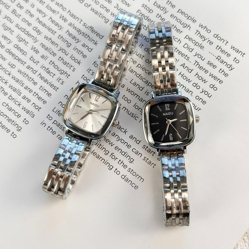 Jual Jam Tangan Wanita Naidu Model Segi Tali Rantai Besi Stainless ...