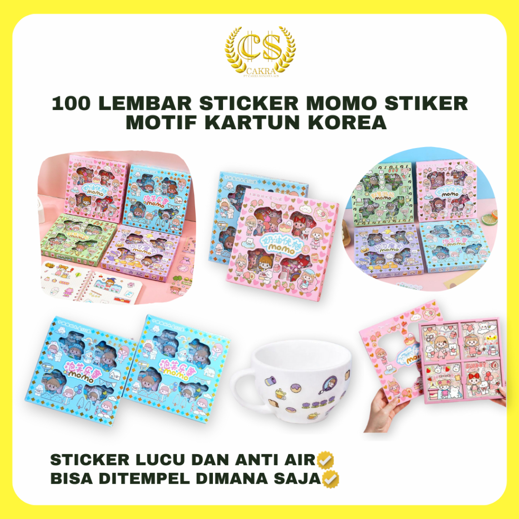 Jual CS 100 Lembar Sticker Momo Stiker Motif Kartun Korea Lucu Anti Air ...