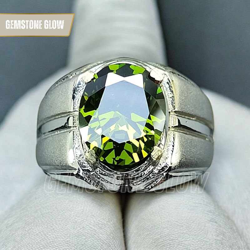 Jual CINCIN PRIA PERMATA GREEN PERIDOT OVAL MIX CUT RING HANDMADE DOFF ...