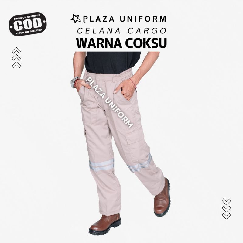 Jual Celana Kerja Panjang Model CARGO Warna COKSU POLOS | Shopee Indonesia