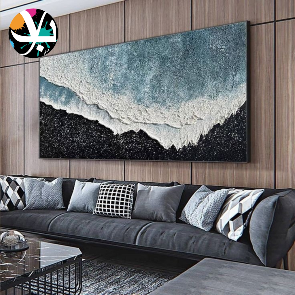 Jual lukisan kanvas ombak - lukisan ombak siap pajang - ocean sea art ...
