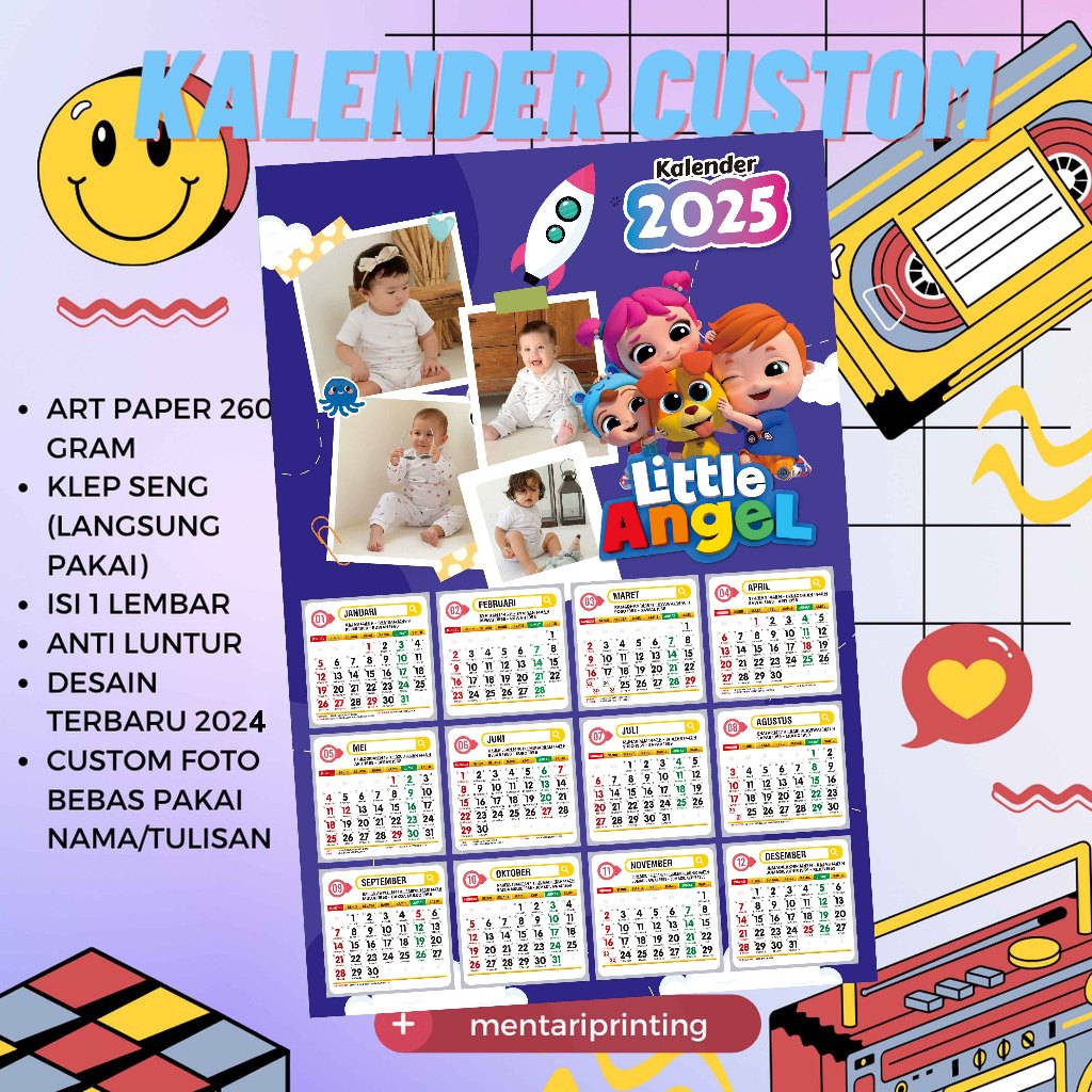 Jual KALENDER CUSTOM FOTO TULISAN 2025 MURAH TERBARU GLOSSY KLEP SENG ...